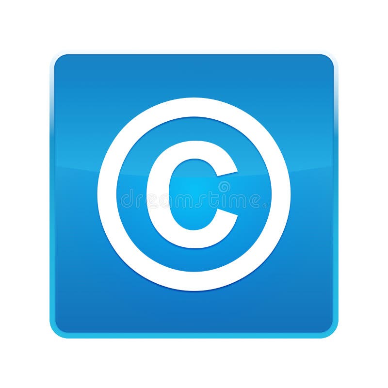 Copyright Symbol Icon Shiny Blue Square Button Stock Illustration ...