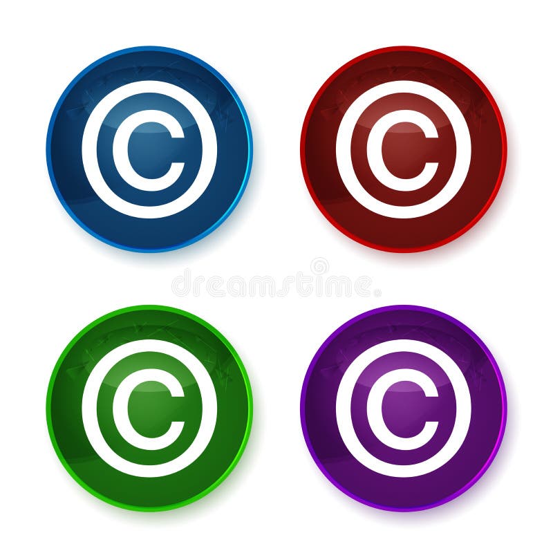 Copyright Symbol Icon Shiny Round Buttons Set Illustration Stock Vector ...