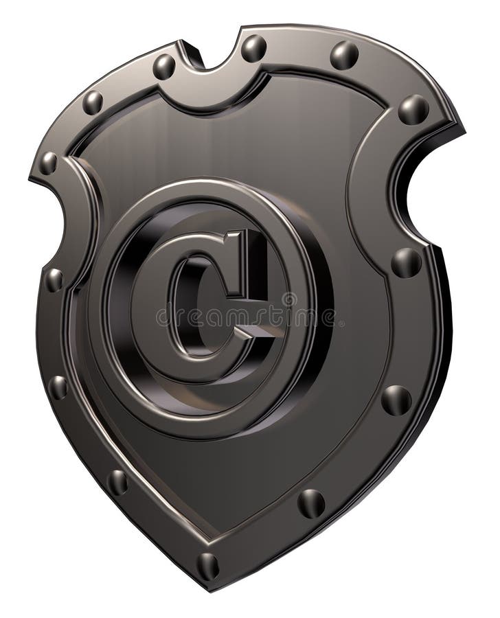 Copyright Symbol on Metal Shield Stock Illustration - Illustration of ...