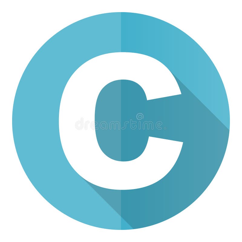 Copyright Vector Icon, Flat Design Blue Round Web Button Isolated on ...