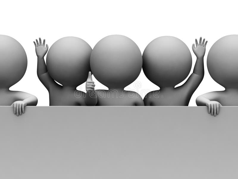 Copyspace Characters Indicates Placard Message and Illustration 3d ...