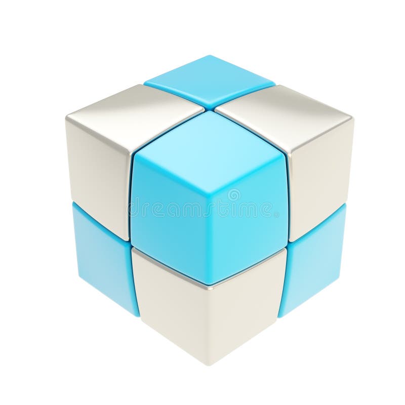 Copyspace Cube of Smaller Silver and Blue Ones Isolated Stock ...
