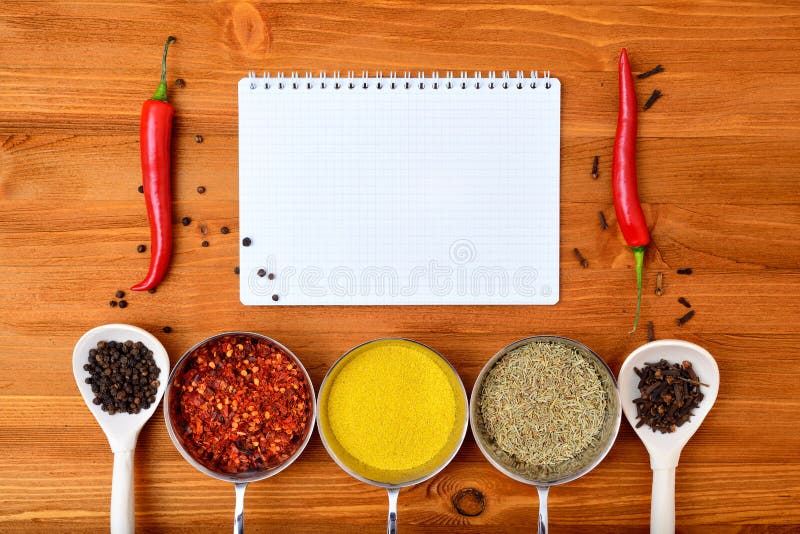 Copyspace Food Frame with Notepad Paper Spices and Cooking Accesories ...