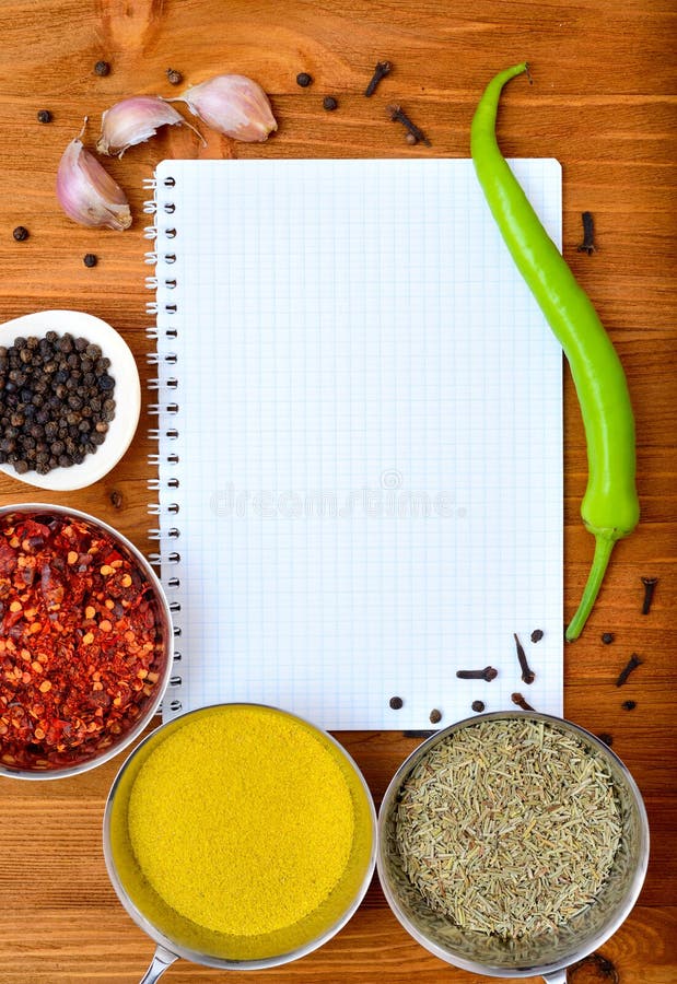 Copyspace Food Frame with Notepad Paper Spices and Cooking Accesories ...