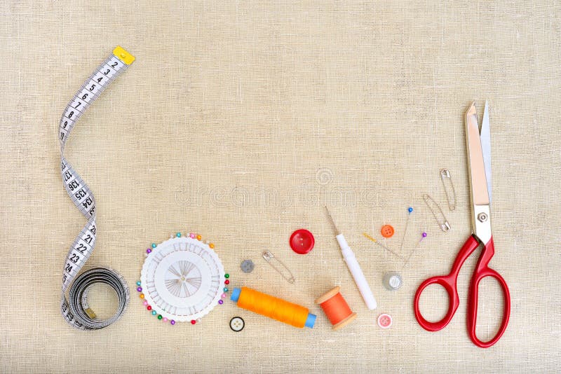 Copyspace Frame with Sewing Tools and Accesories Stock Image - Image of ...