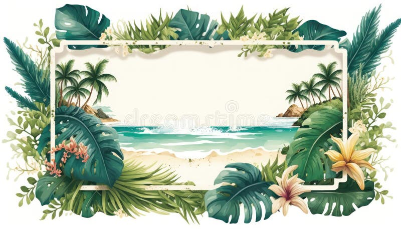 Copyspace of Tropical Natural Frame Abstract Background. Generative AI ...