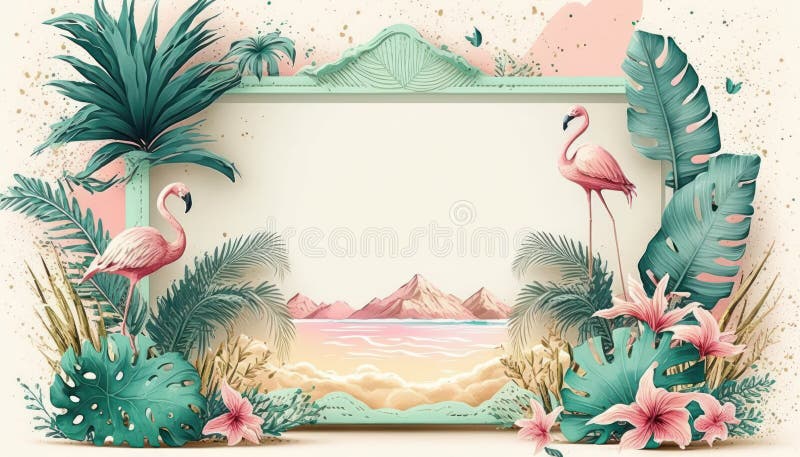 Copyspace of Tropical Natural Frame Abstract Background. Generative AI ...