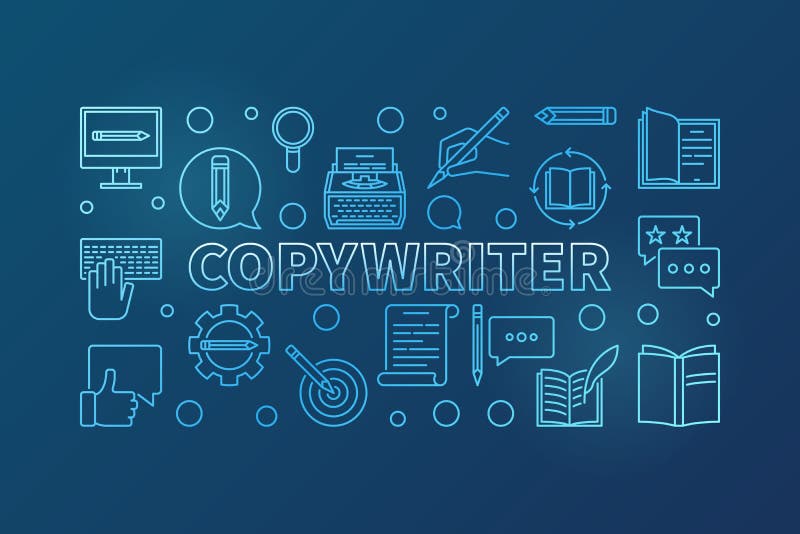 Copywriter Vector Blue Round Illustration in Line Style Stock Vector ...