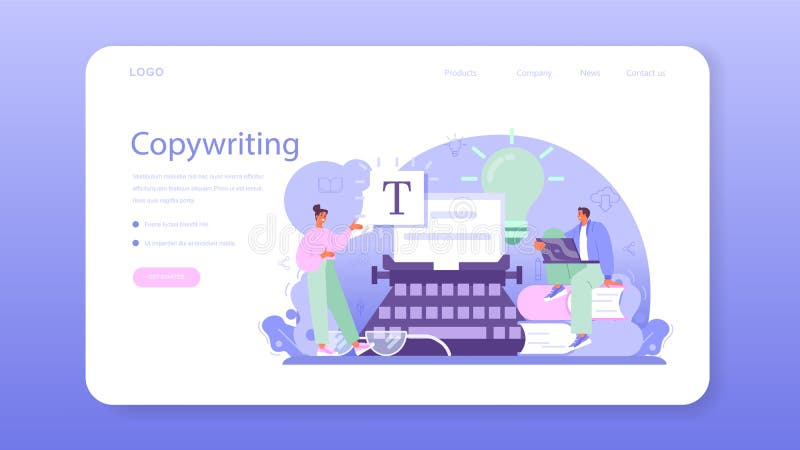 Copywriter Web Banner or Landing Page. Writing Texts for Business Stock ...