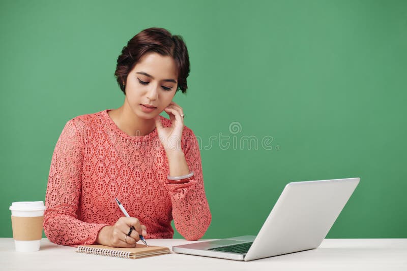Female Copywriter Working on Article Stock Photo - Image of women ...