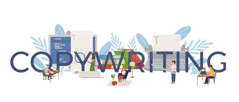 Copywriting Concept, Working People Flat Style, Vector Illustration ...