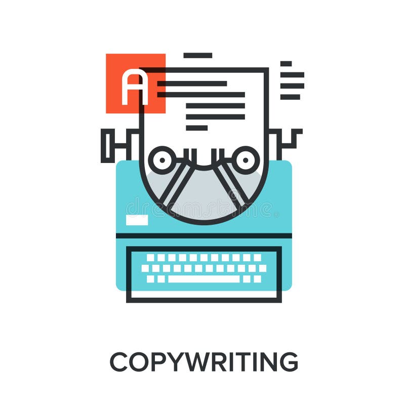 Copywriting Flat Line Icon Design Concept Stock Vector - Illustration ...