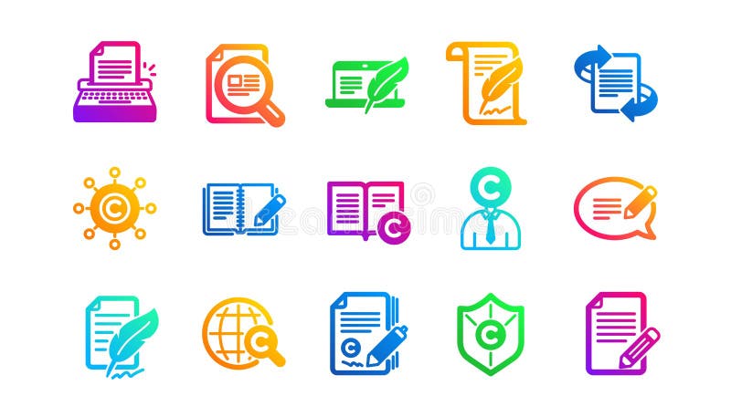 Copywriting Icons. Copyright, Typewriter and Feedback. Classic Icon Set ...
