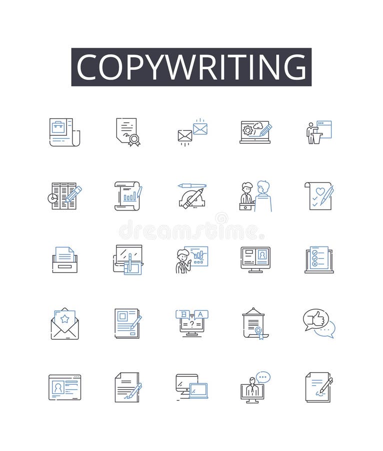 Copywriting Line Icons Collection. Content Writing, Blogging, Article ...