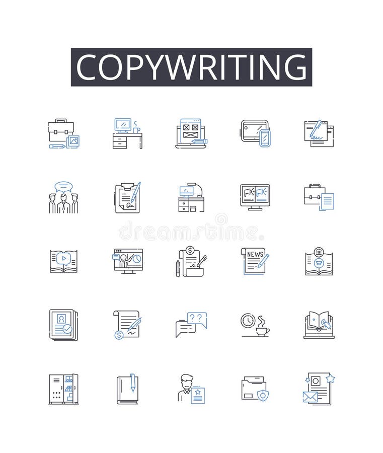 Copywriting Line Icons Collection. Content Writing, Blogging, Article ...