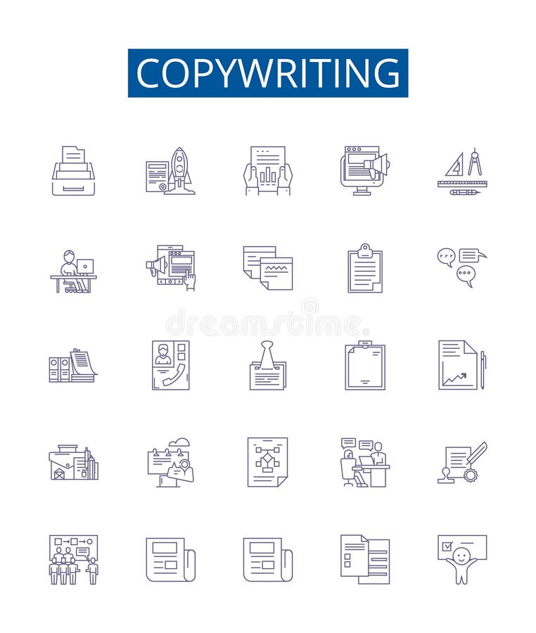 Copywriting Line Icons Signs Set. Design Collection of Copywriting ...