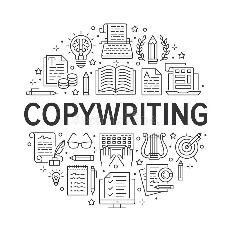 Copywriting Poster with Woman on Laptop Working on Creative Idea. Stock ...