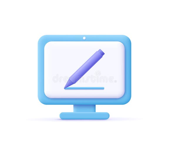 Copywriting, Writing Icon. Computer and Pencil. Creative Writing and ...