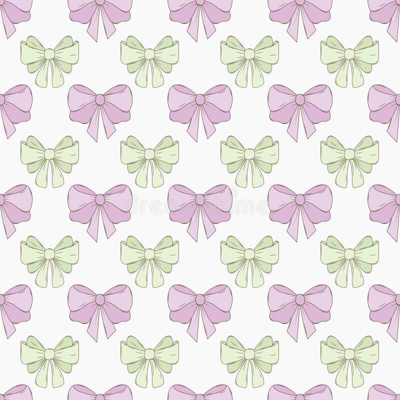 Coquette Aesthetic Seamless Pattern with Ribbon Bows. Vector ...