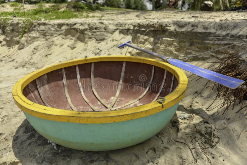 A Coracle on the Beach in Hoi an, Vietnam Stock Image - Image of small ...