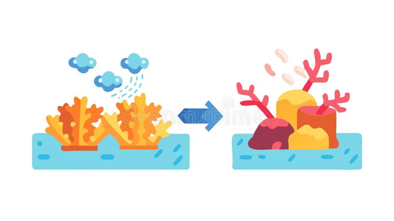 Coral Bleaching Impact, Ocean Warming Environmental Threat, Vector ...