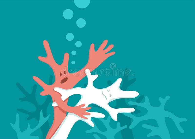 Coral Bleaching Due To Ocean Temperature Changes Stock Vector ...