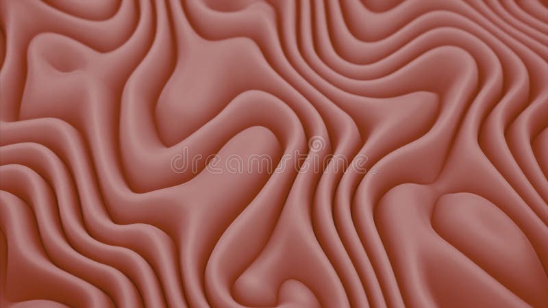 Coral Color Wavy Background. Design. Meditating Soft Flexible Lines ...
