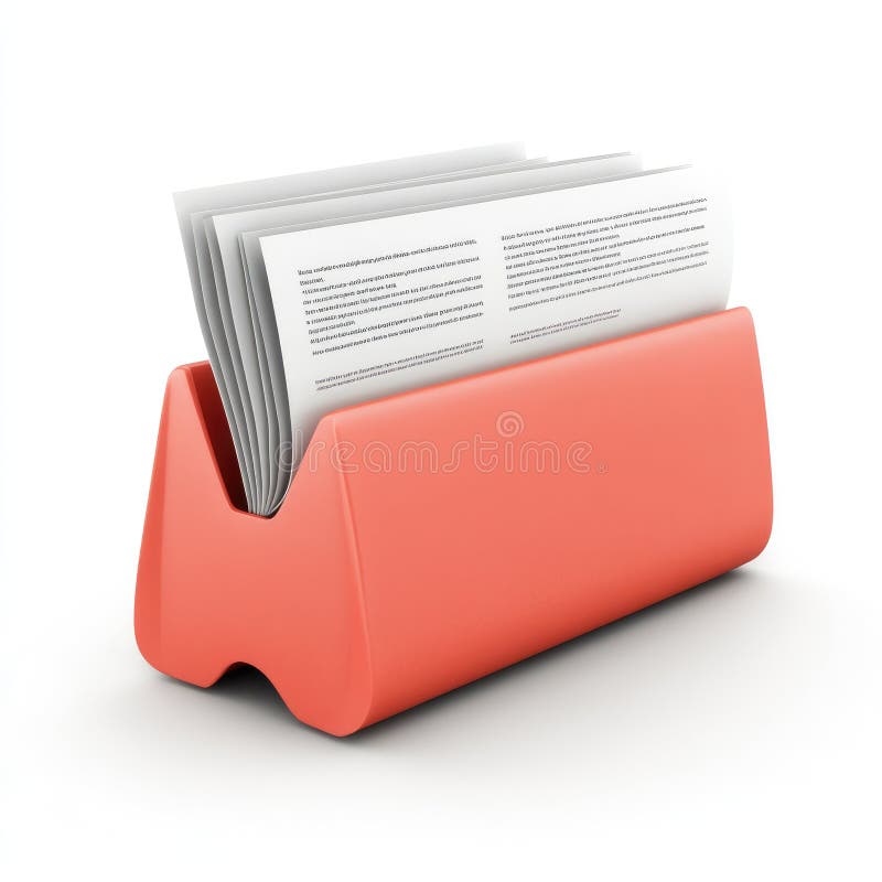 Coral Red Desktop File Holder with Documents Stock Illustration ...
