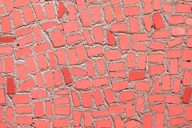 Coral Colored Mosaic Ceramic Tiles Neutral Background Stock Photo ...