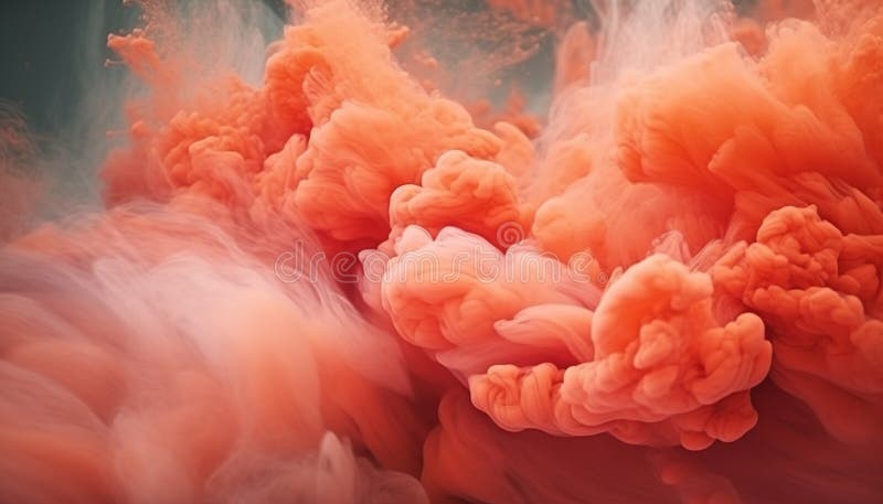 Coral Colored Soft Smoke Powder Explosion on Background. Soft Depth ...
