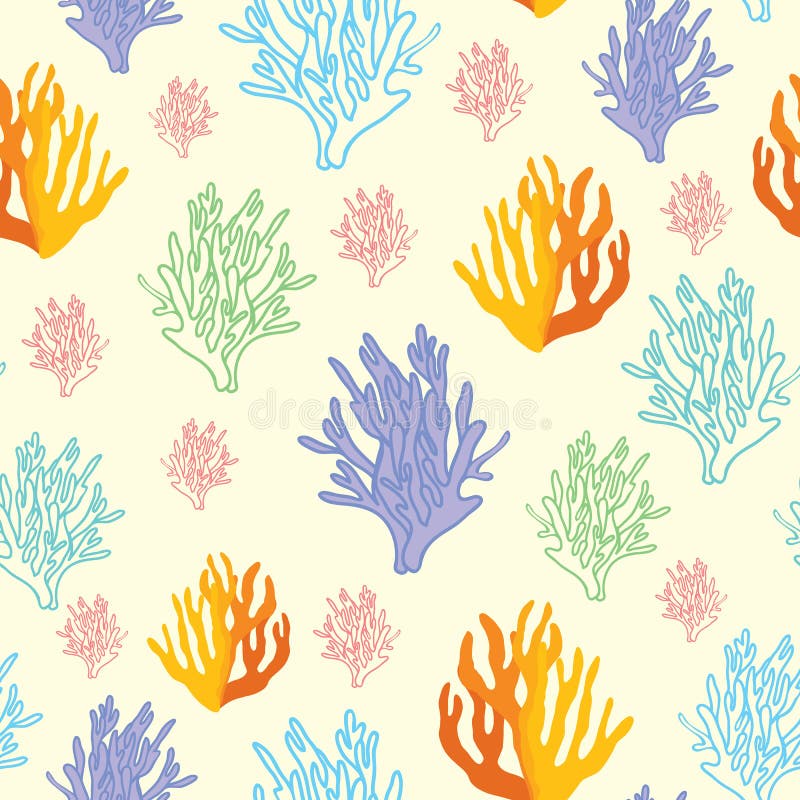 Colorful Coral Silhouette Seamless Pattern Stock Vector - Illustration ...