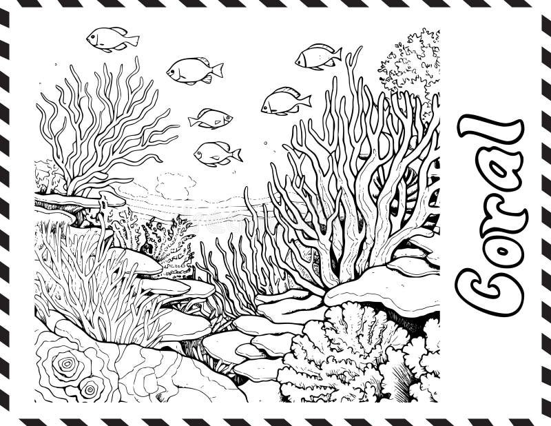 Coral Coloring Pages for Kids Stock Vector - Illustration of code ...