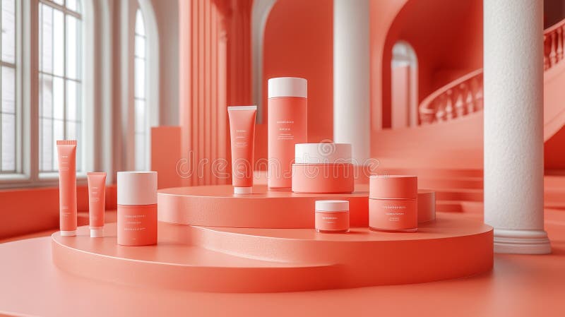 Coral Cosmetics Display Interior Stock Illustration - Illustration of ...