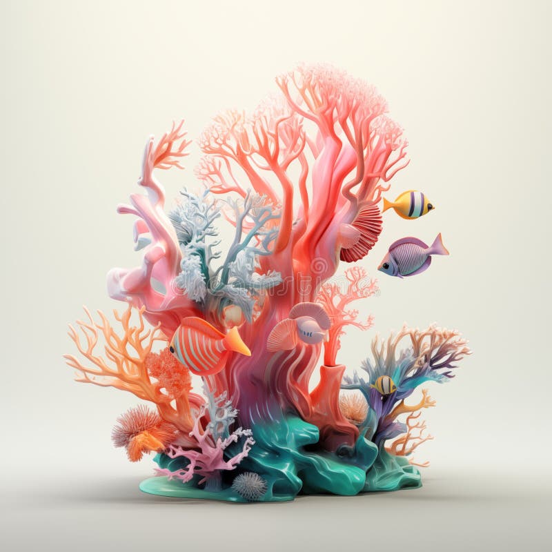 The Coral with Different Colors is in Full View and a Fish and Other ...
