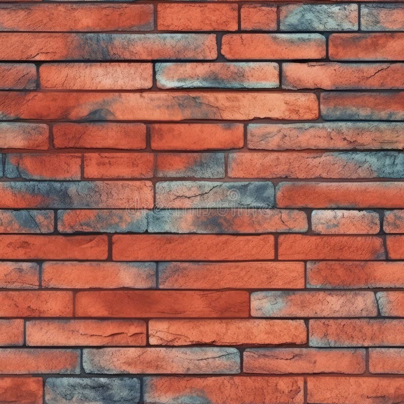 Coral Fire Beautiful Brick Wall Texture. Tile Seamless Background ...