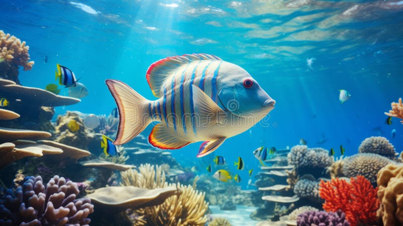 Coral and Fish in the Red Sea. Egypt Stock Illustration - Illustration ...