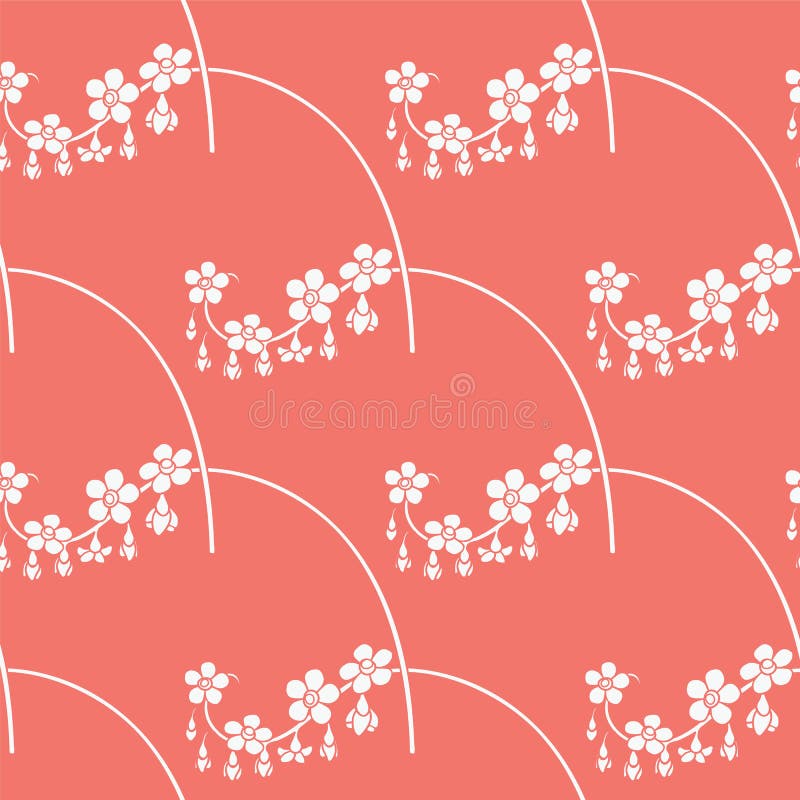 Coral Floral Seamless Pattern with White Flowers Stock Illustration ...