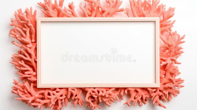 Whimsical Coral Reef Frame on Crisp White Background Mockup Stock ...