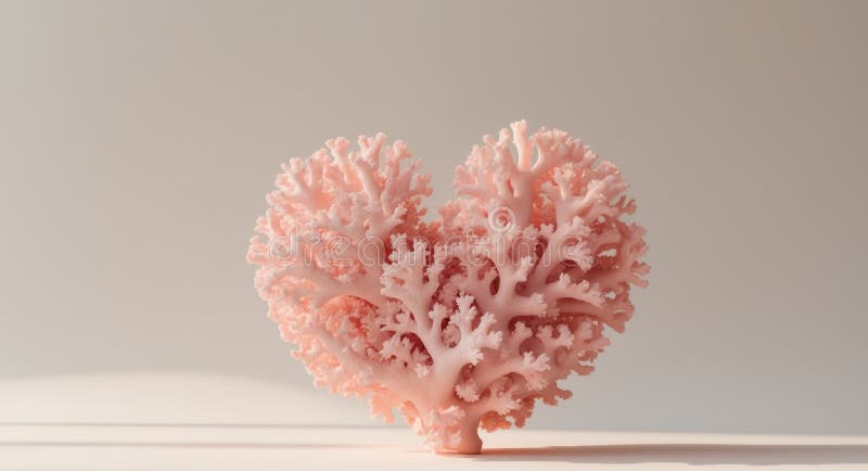 Coral Heart Valentine S Day Backdrop with Copy Space Stock Photo ...