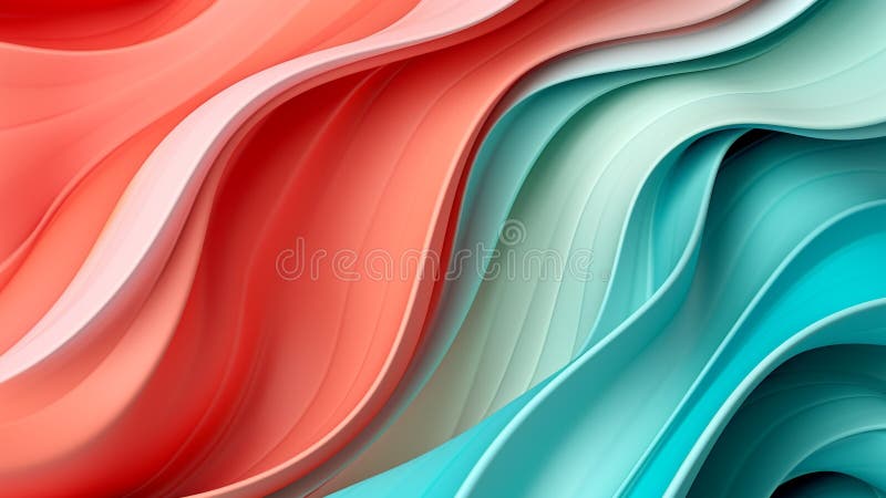 Coral and Mint Fluid Color Waves Abstract Pattern Design Stock ...