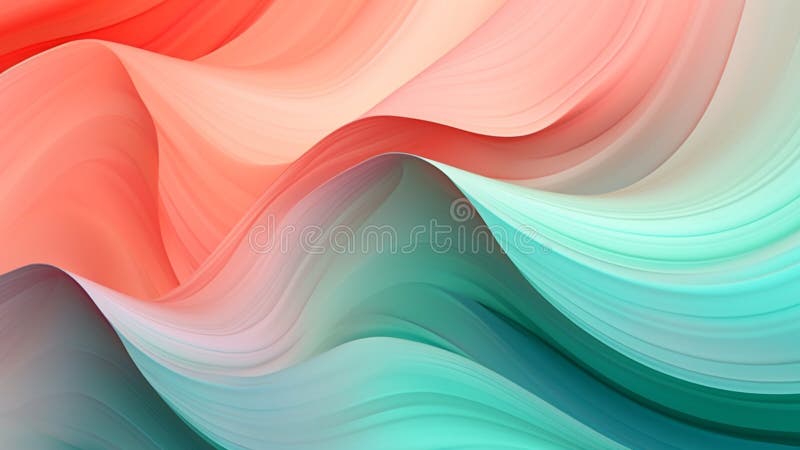 Coral and Mint Fluid Color Waves Abstract Pattern Design Stock ...