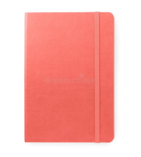 Coral Notebook Isolated on White, Top View Stock Photo - Image of ...