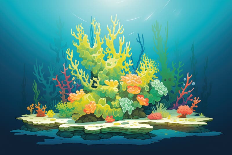 A Coral Outcrop Lit by Glow of Phosphorescent Algae Stock Photo - Image ...