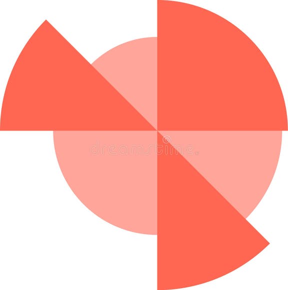 Coral Pink Circle Divided into Four Sections by Triangles Creating a ...