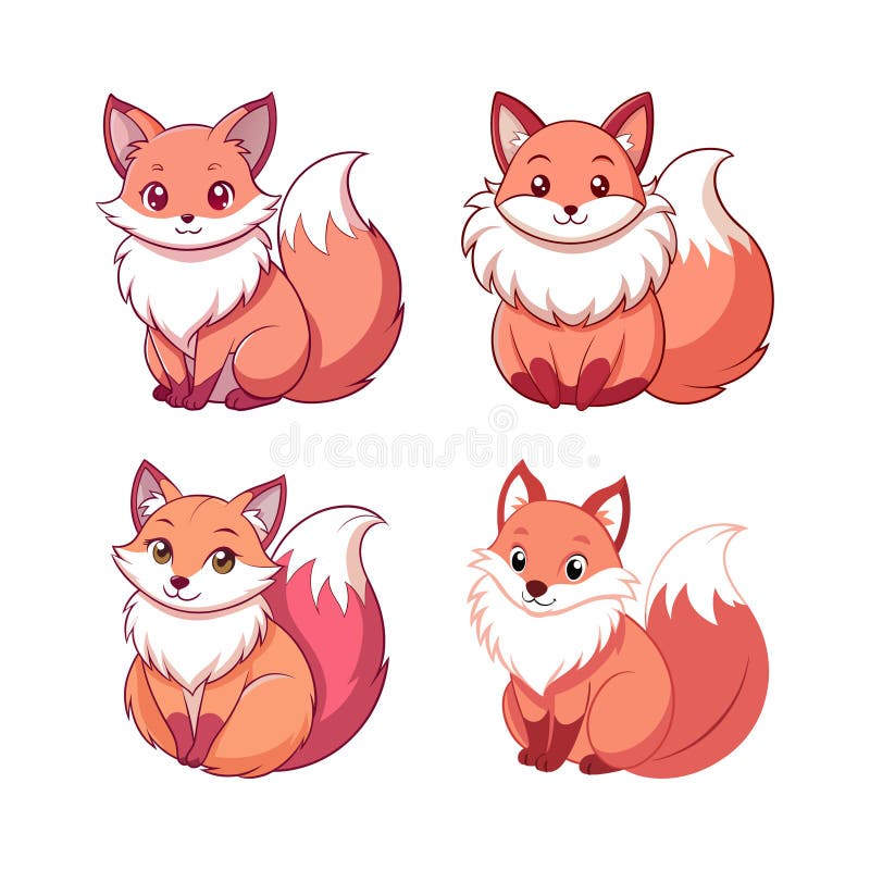 Coral Pink Fox: Cartoon Character Design Stock Vector - Illustration of ...