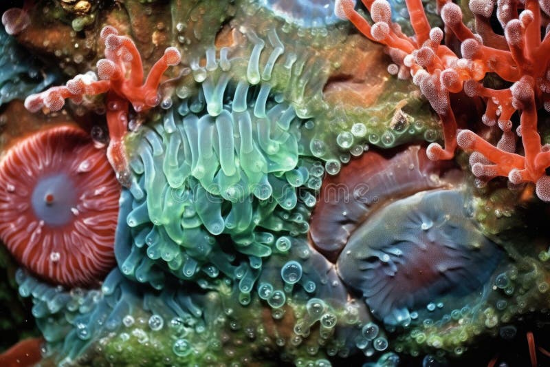 Coral Polyps Capturing Plankton Under Microscope Stock Photo - Image of ...