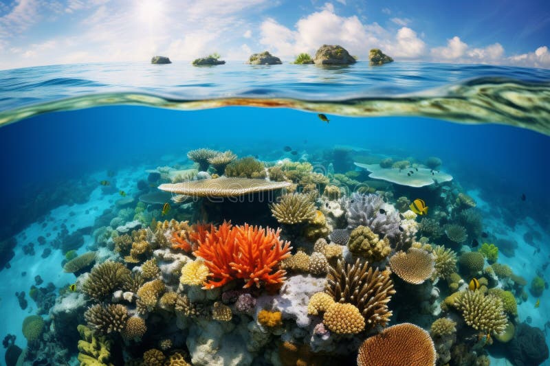 Coral Reef from Above stock illustration. Illustration of summer ...