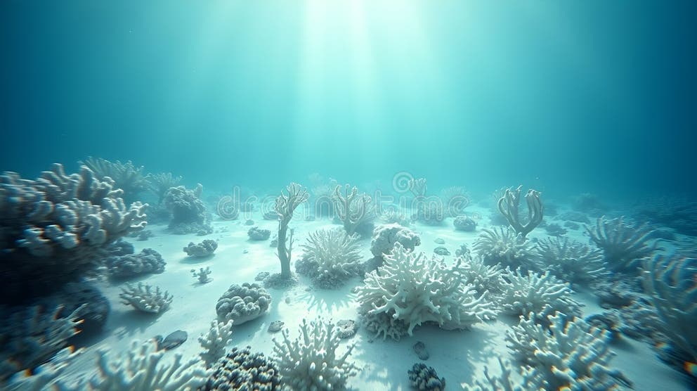 A Coral Reef Bleached White, with Dead Coral Stock Illustration ...