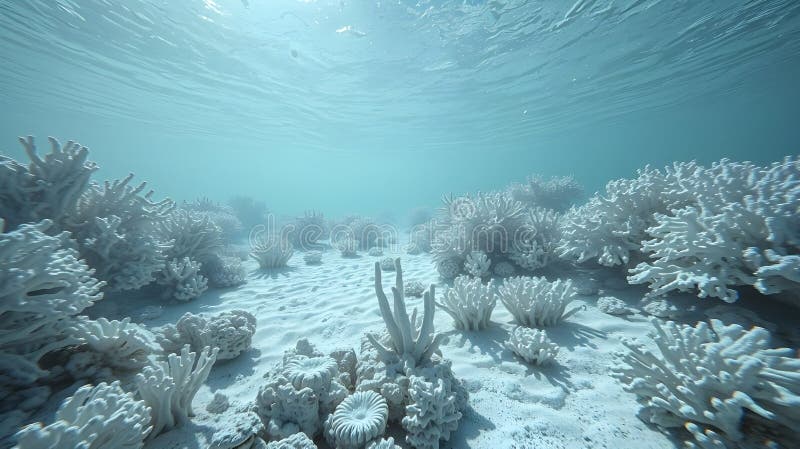 A Coral Reef Bleached White, with Dead Coral Stock Illustration ...