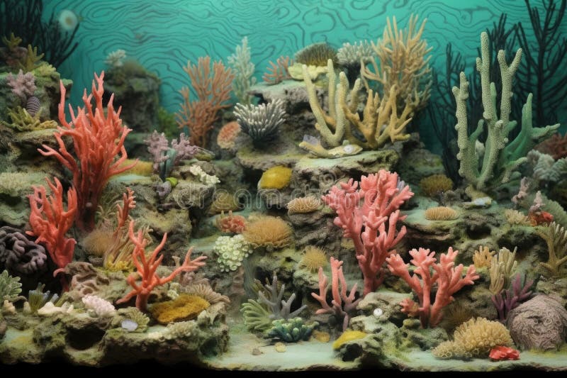 Coral Reef with Growing Algae and Sea Life Stock Photo - Image of ...